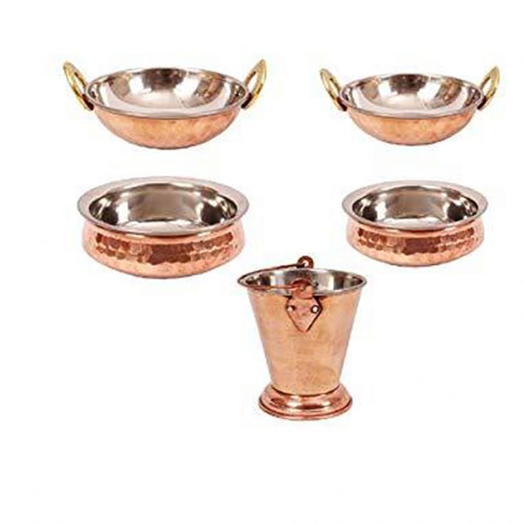 Copper-Master Heavy Weight Pure Brass Kadhai kadai for Cooking Food Export Quality Peetal kadai ...