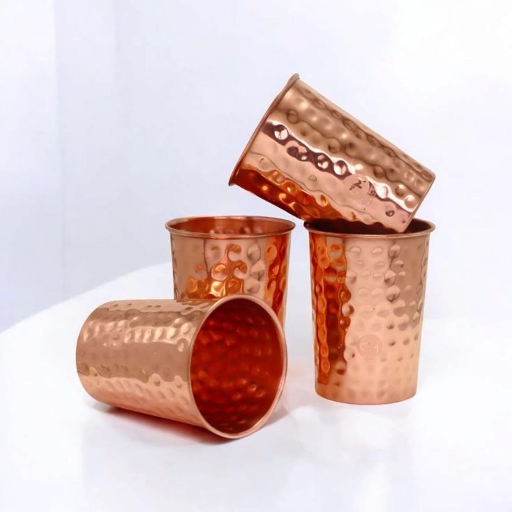 Pure Copper Glass Set of 4, 300 ML Water Glasses – Copper Master
